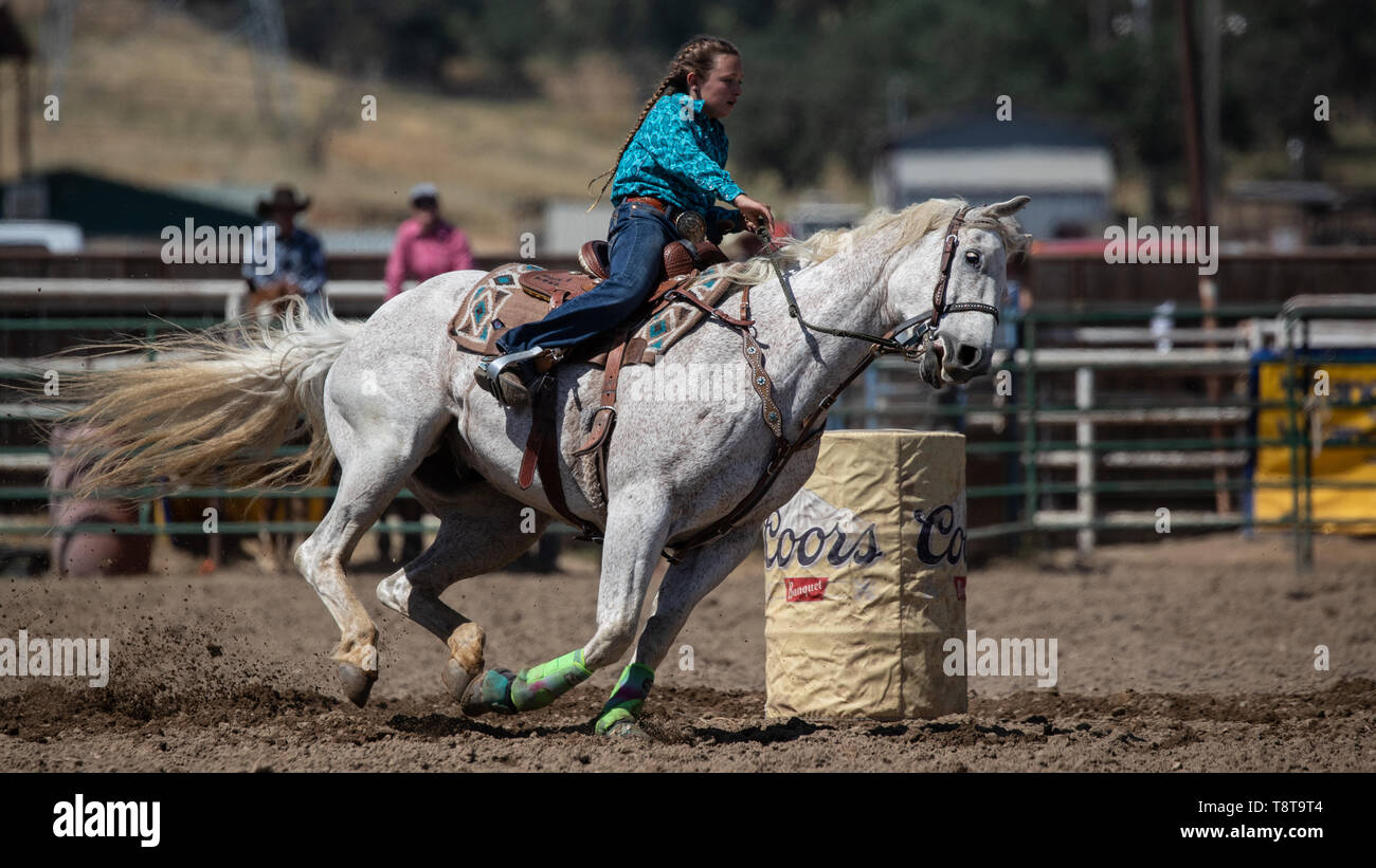 Rodeo action at the Cottonwood Rodeo in Northern California Stock Photo ...