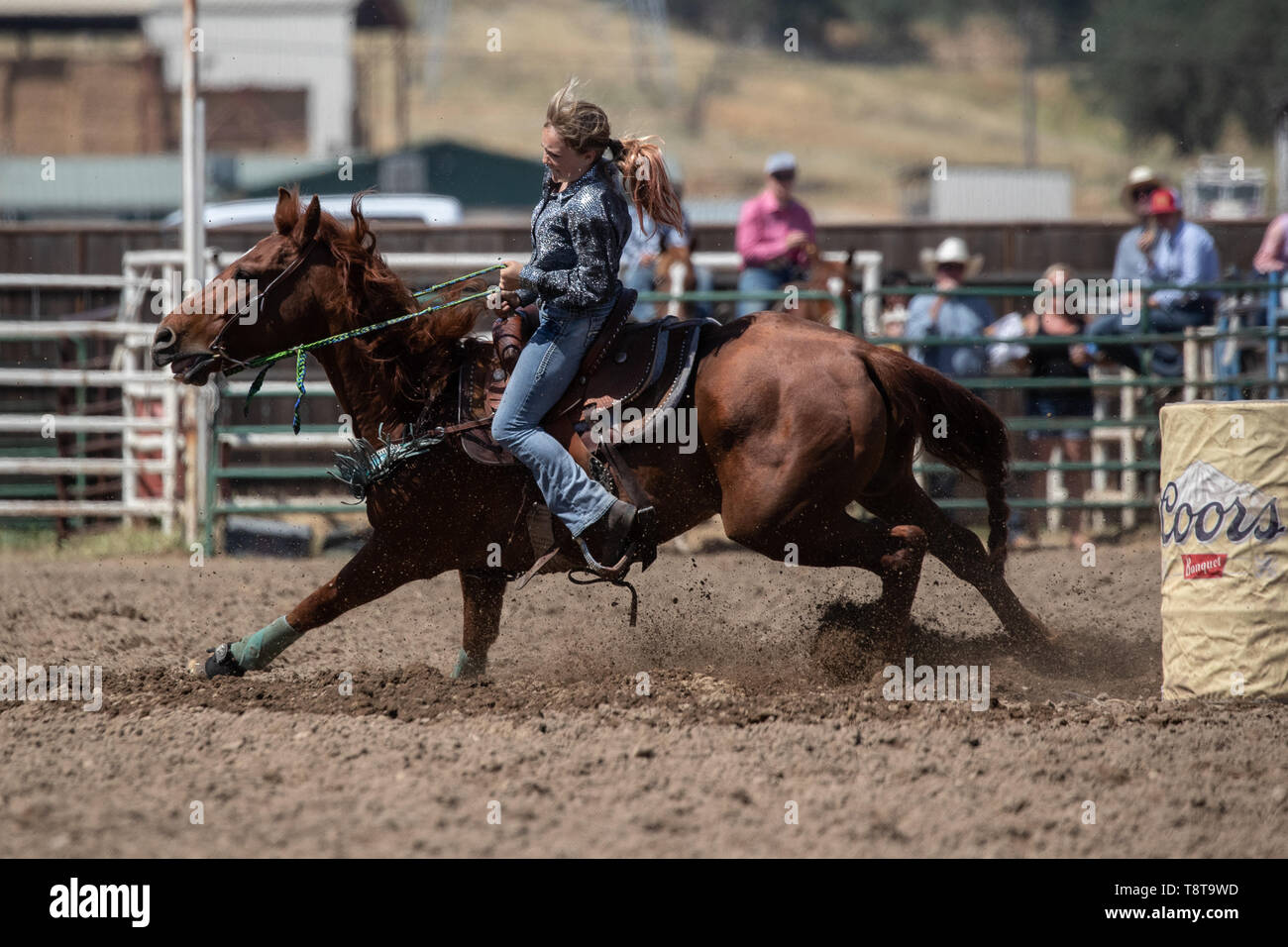 Rodeo action at the Cottonwood Rodeo in Northern California Stock Photo ...