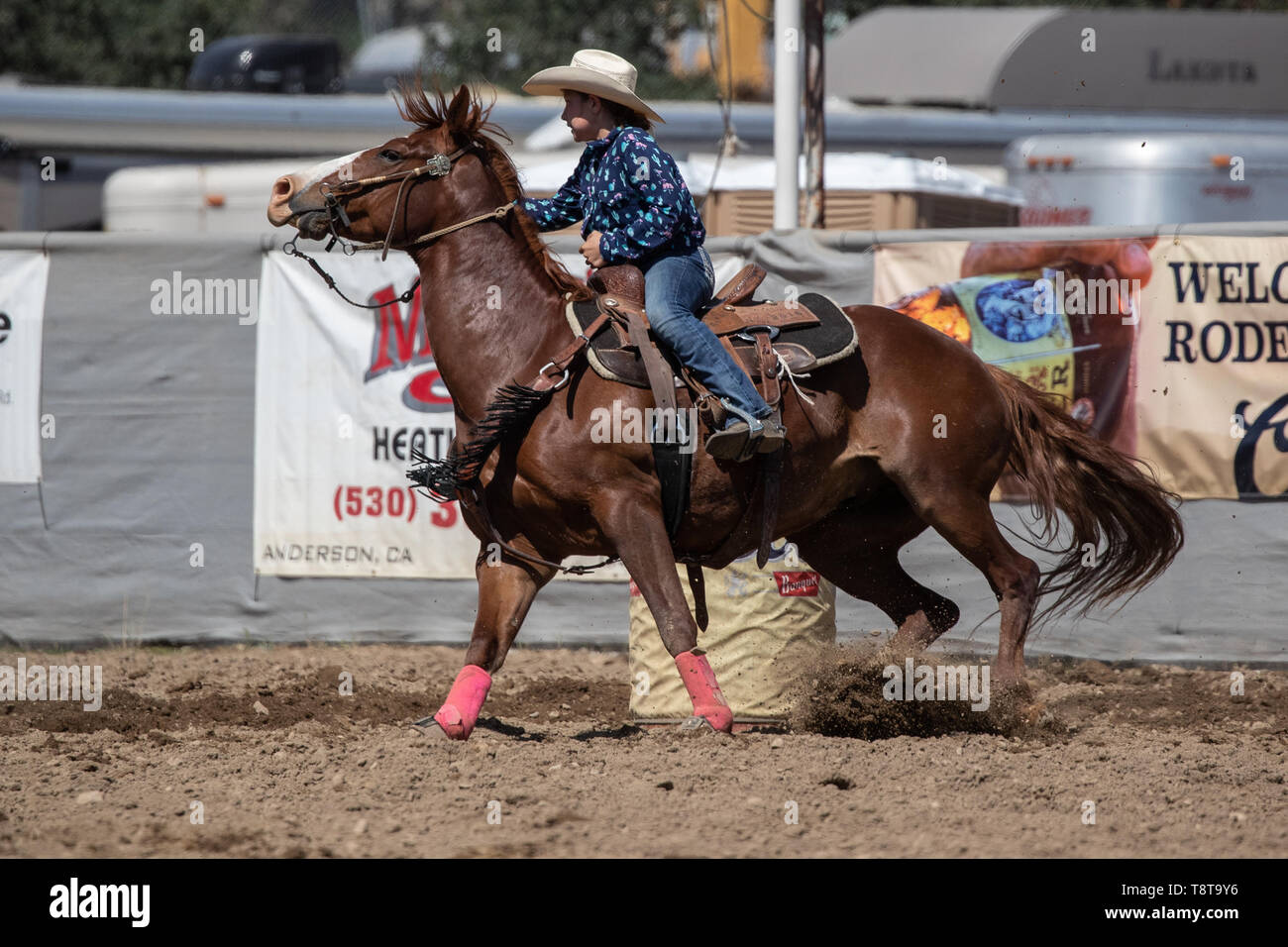 Rodeo action at the Cottonwood Rodeo in Northern California Stock Photo ...