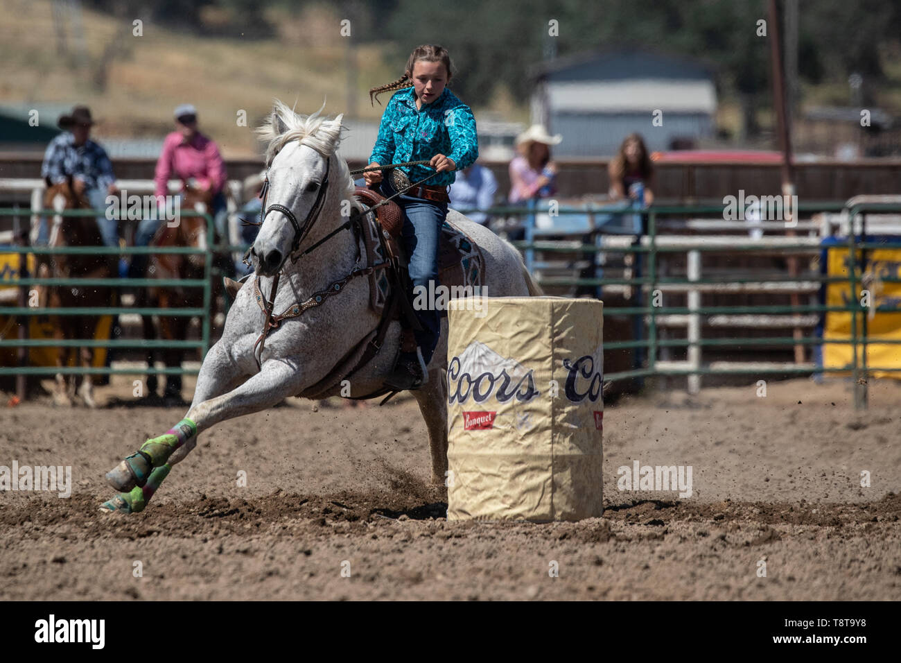 Rodeo action at the Cottonwood Rodeo in Northern California Stock Photo ...