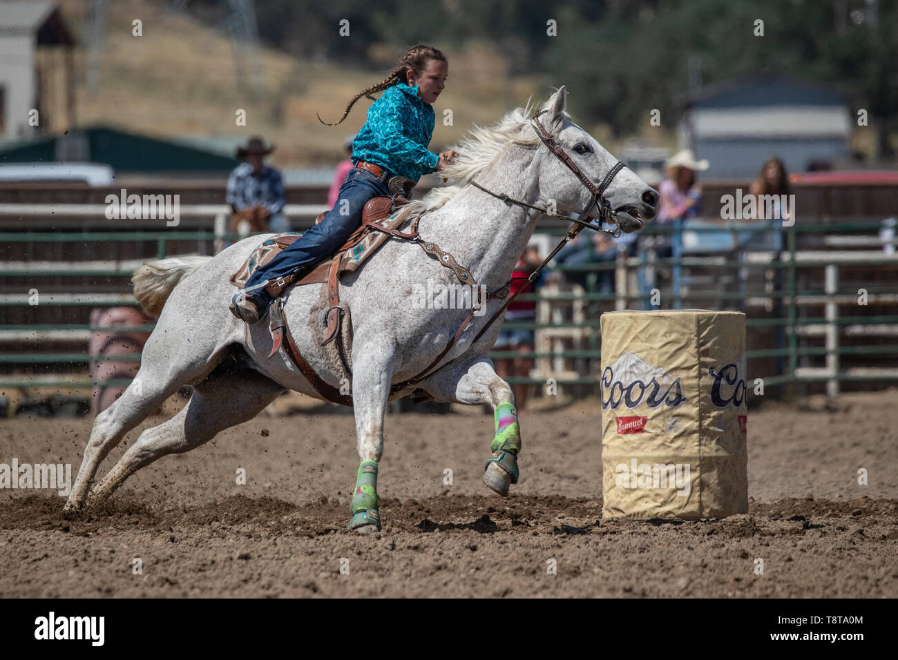 Rodeo action at the Cottonwood Rodeo in Northern California Stock Photo ...