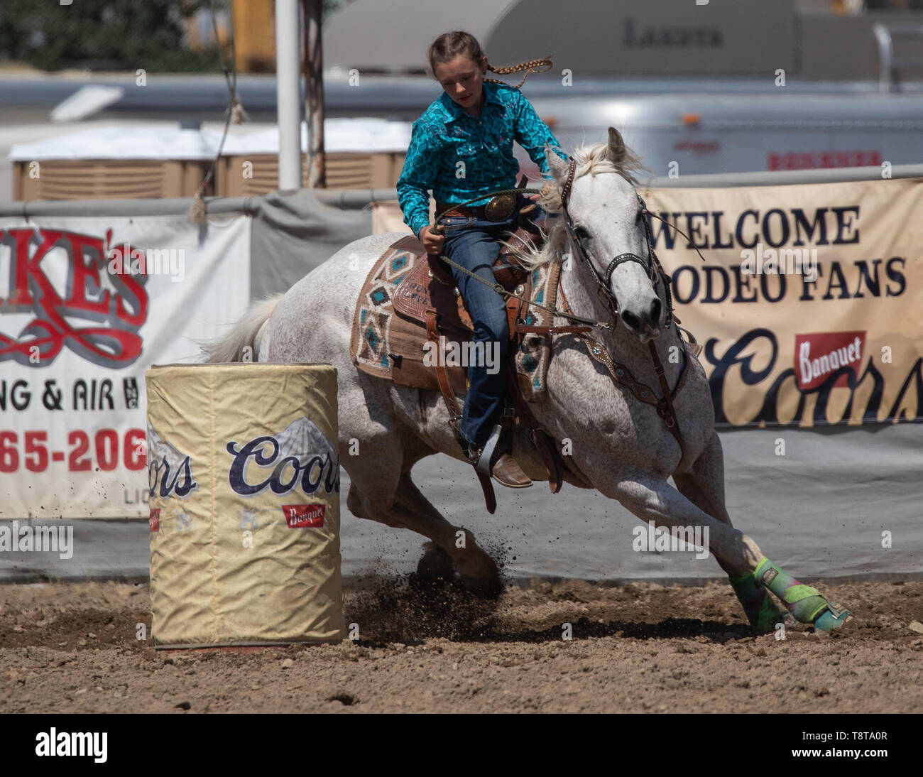 Rodeo action at the Cottonwood Rodeo in Northern California Stock Photo ...