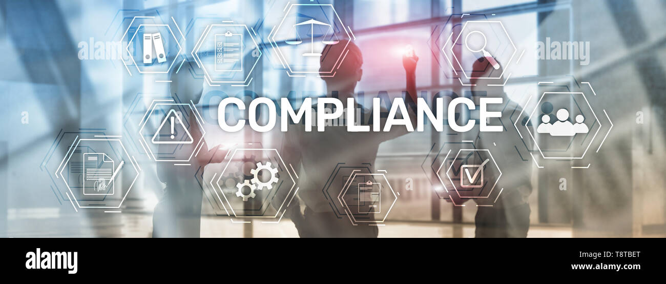 Compliance diagram with icons. Business concept on abstract background ...