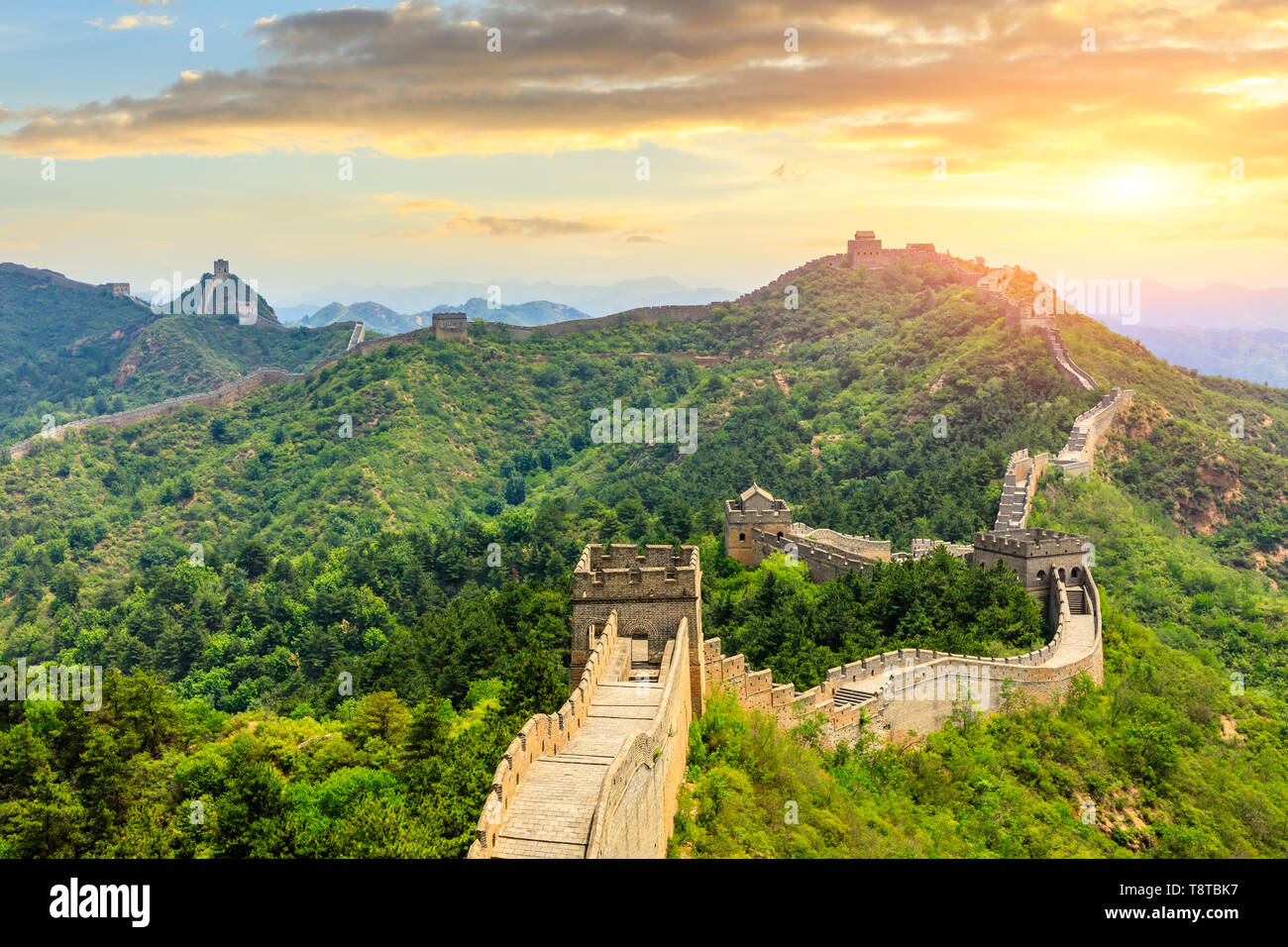 The Great Wall of China at sunset,Jinshanling Stock Photo - Alamy