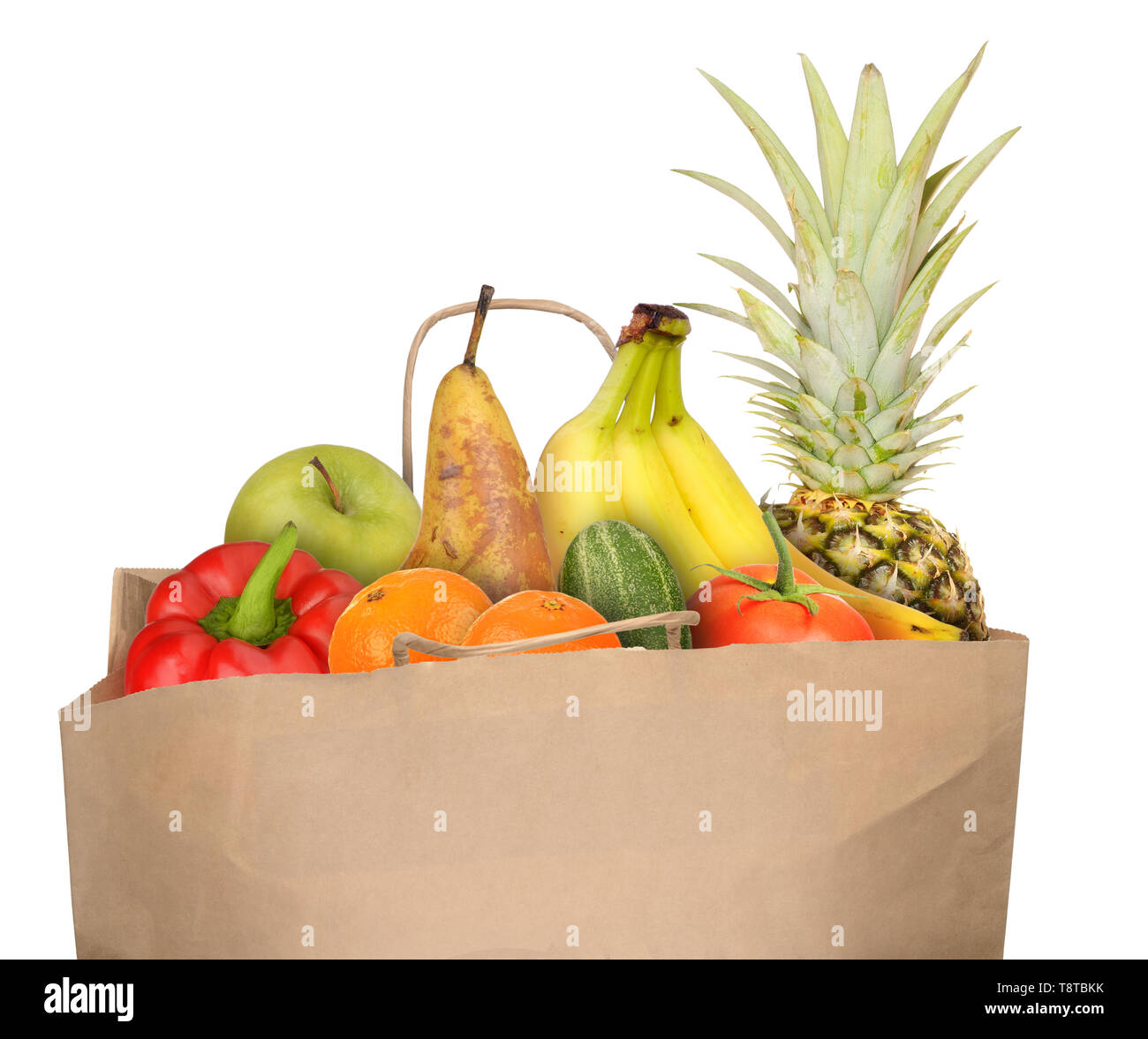 Bag of fruits isolated on white background Stock Photo - Alamy