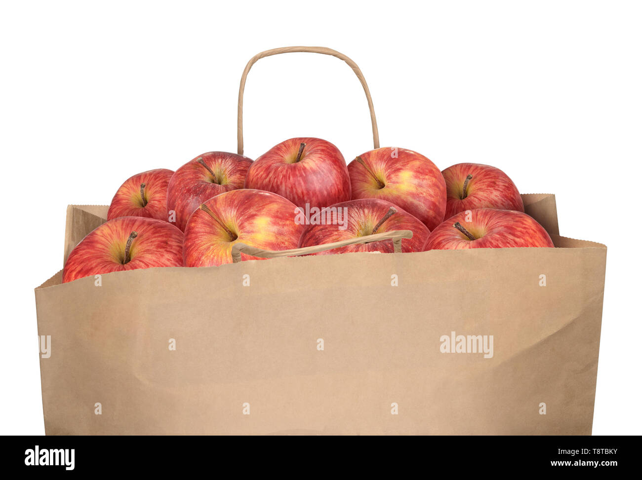Bag of red apples isolated on white background Stock Photo - Alamy