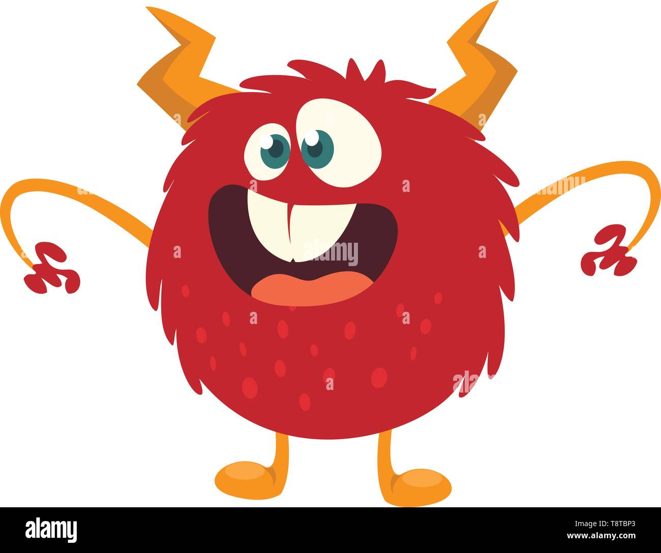 Scary cartoon monster. Vector Halloween red monster illustration Stock ...