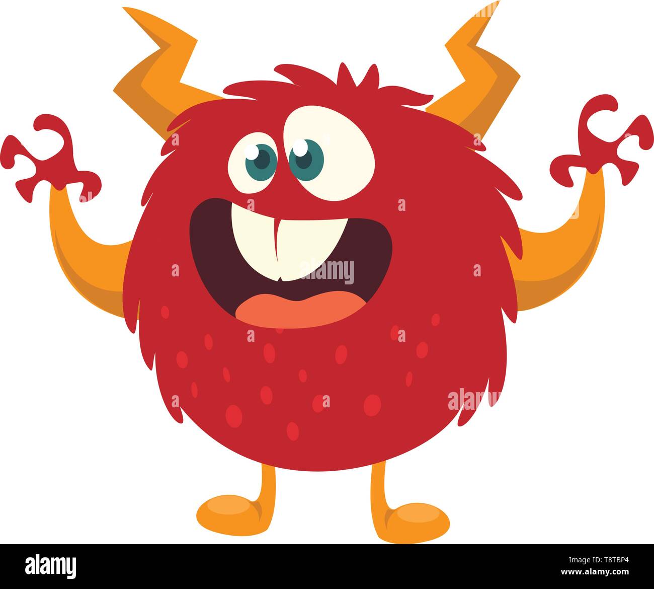Scary cartoon monster. Vector Halloween red monster illustration Stock ...