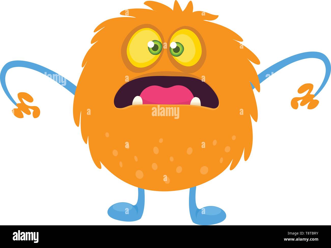 Funny cartoon orange monster. Vector Halloween illustration Stock ...