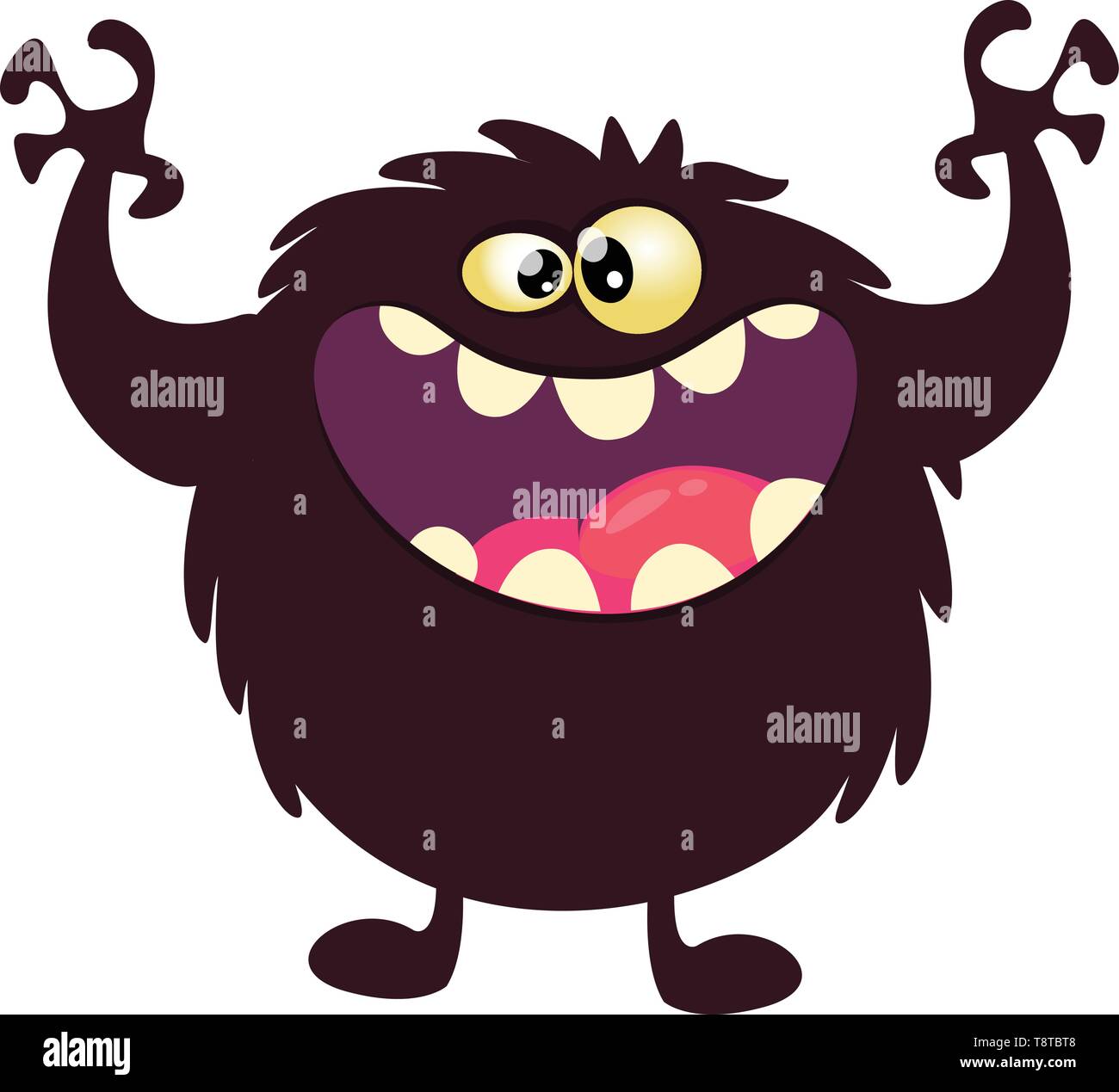 Funny cartoon black monster. Vector illustration isolated Stock Vector ...