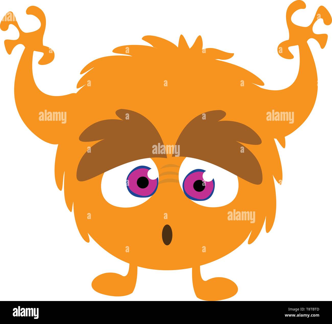 Scary cartoon monster. Vector orange monster illustration Stock Vector ...