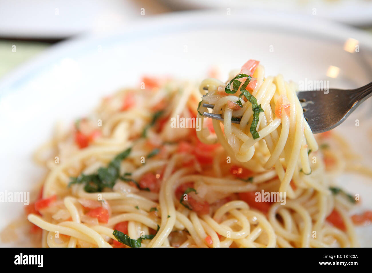 Spaghetti with tomato japanese style Stock Photo - Alamy