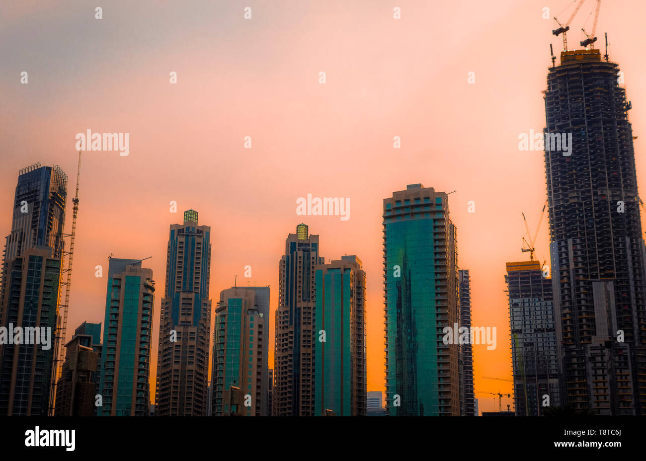District downtown. View of the beautiful modern high-rise buildings ...