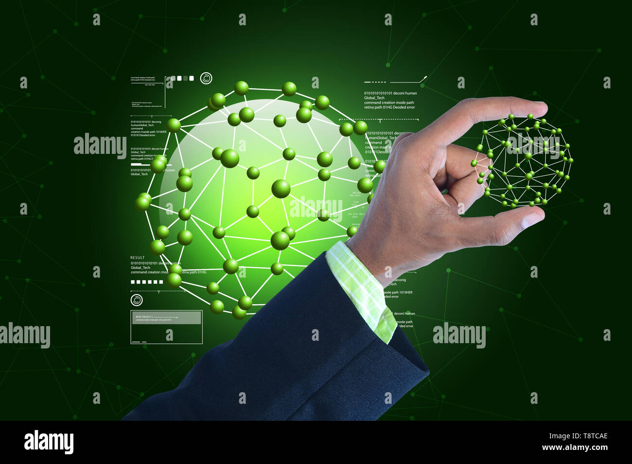 man showing molecules Stock Photo - Alamy