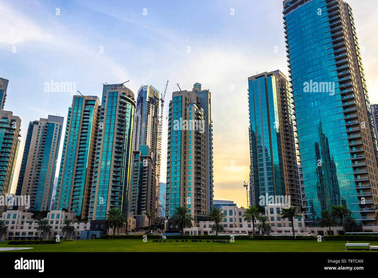District downtown. View of the beautiful modern high-rise buildings ...