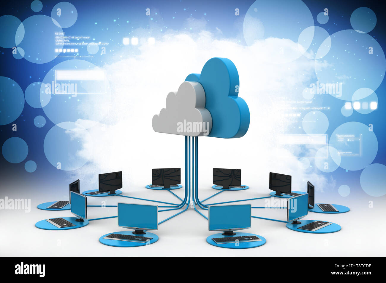 Cloud computing with computer network in color background Stock Photo ...