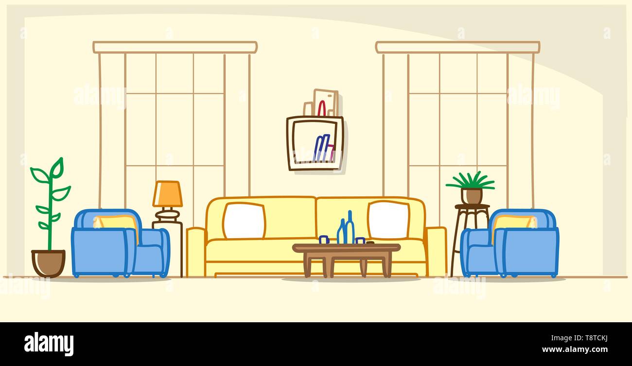 modern living room interior empty no people house furniture ...