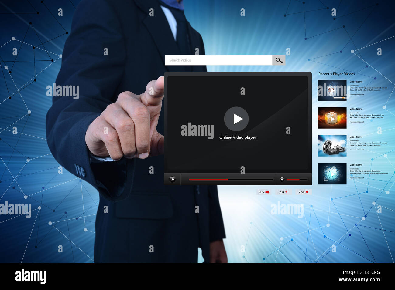 Man showing the play button Stock Photo - Alamy