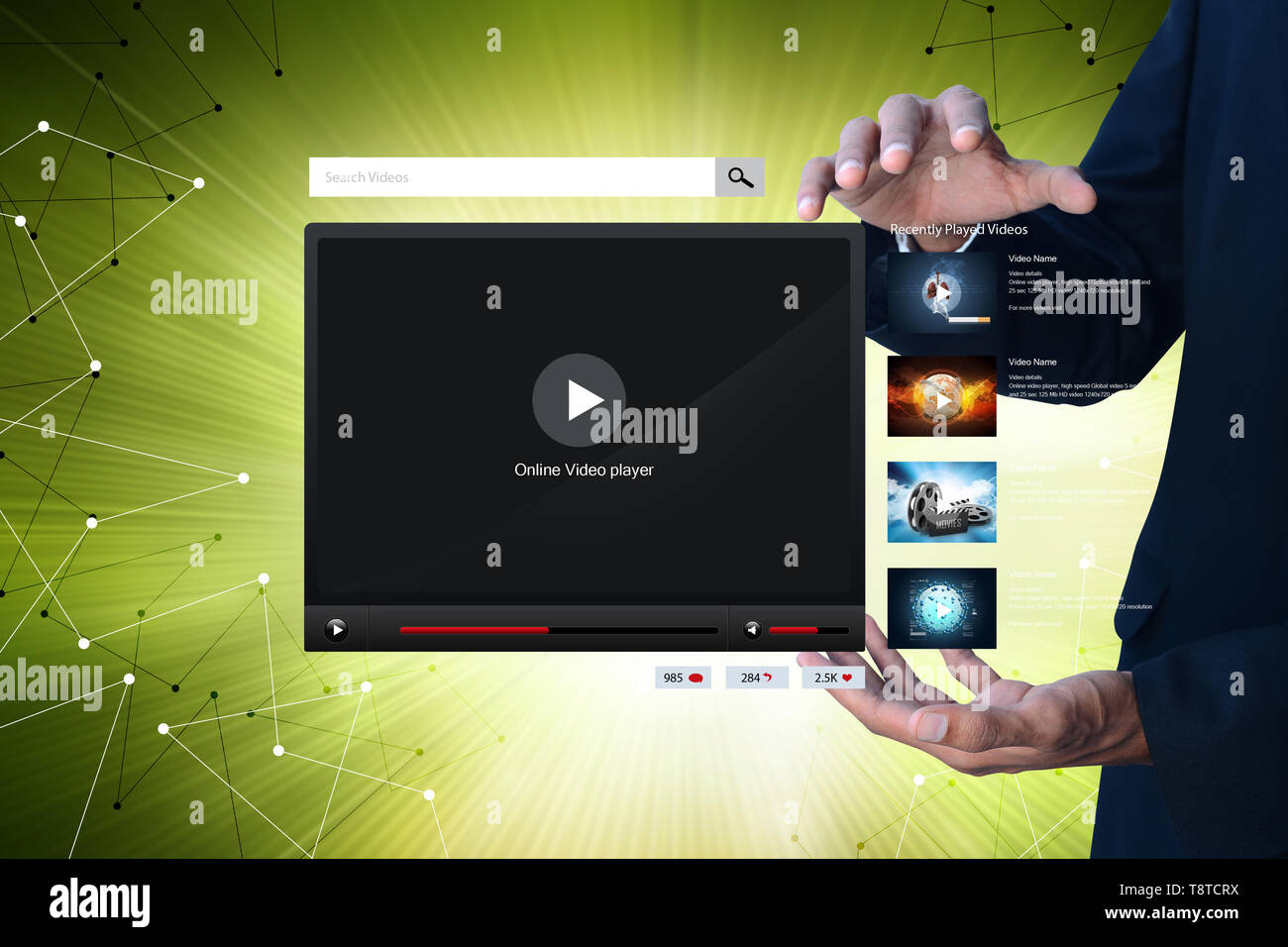 Man showing the play button Stock Photo - Alamy