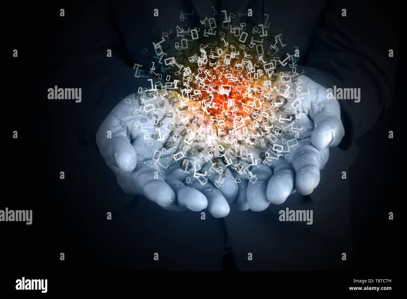 Man showing the binary digits Stock Photo - Alamy