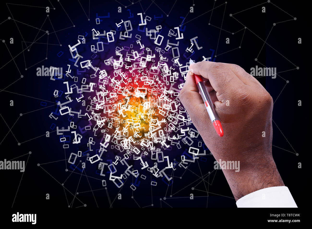 Man showing the binary digits Stock Photo - Alamy