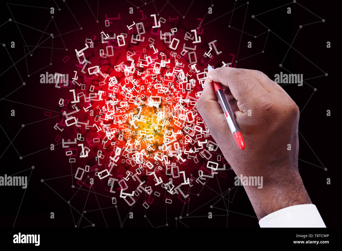 Man showing the binary digits Stock Photo - Alamy