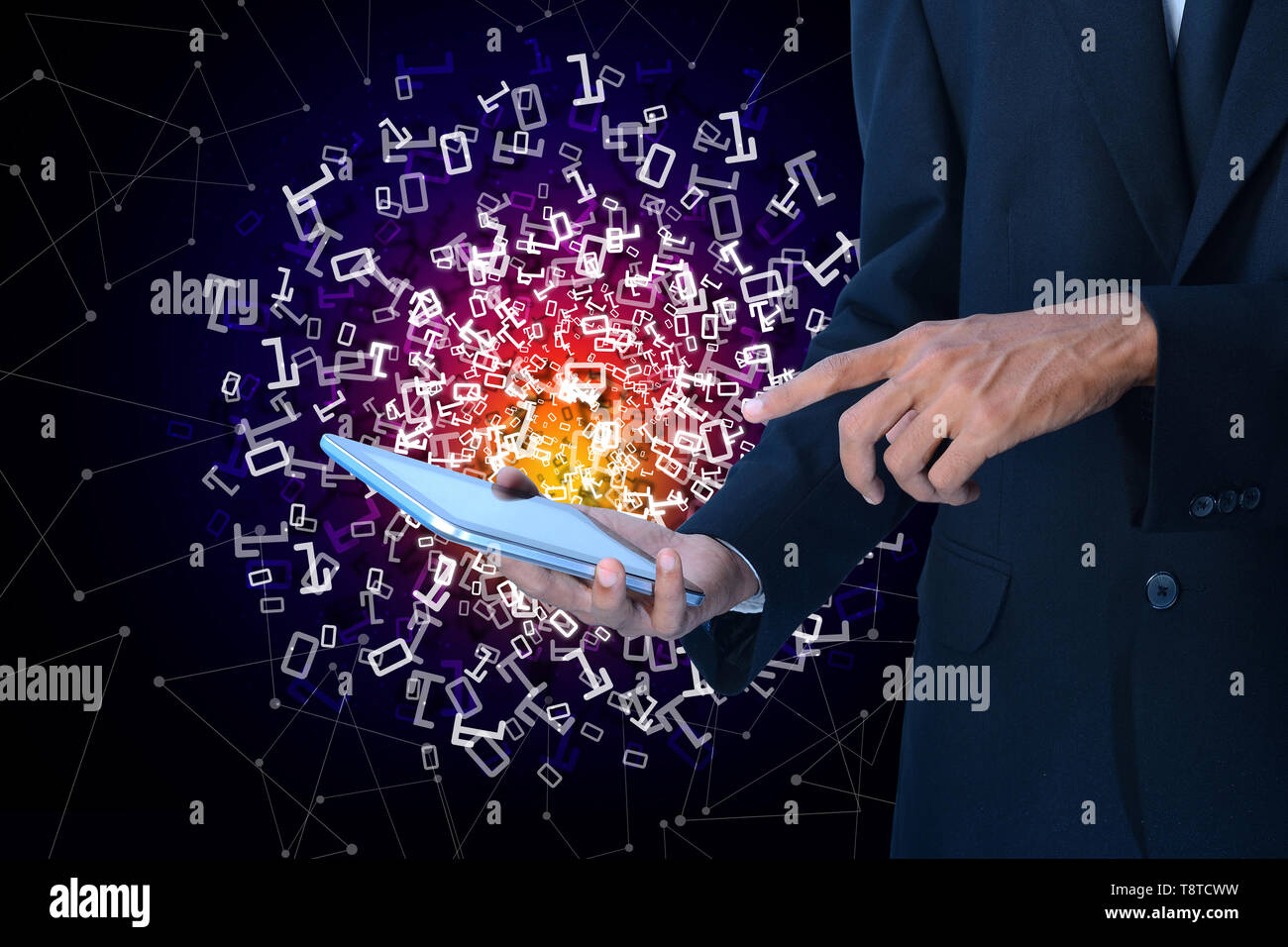 Man showing the binary digits Stock Photo - Alamy