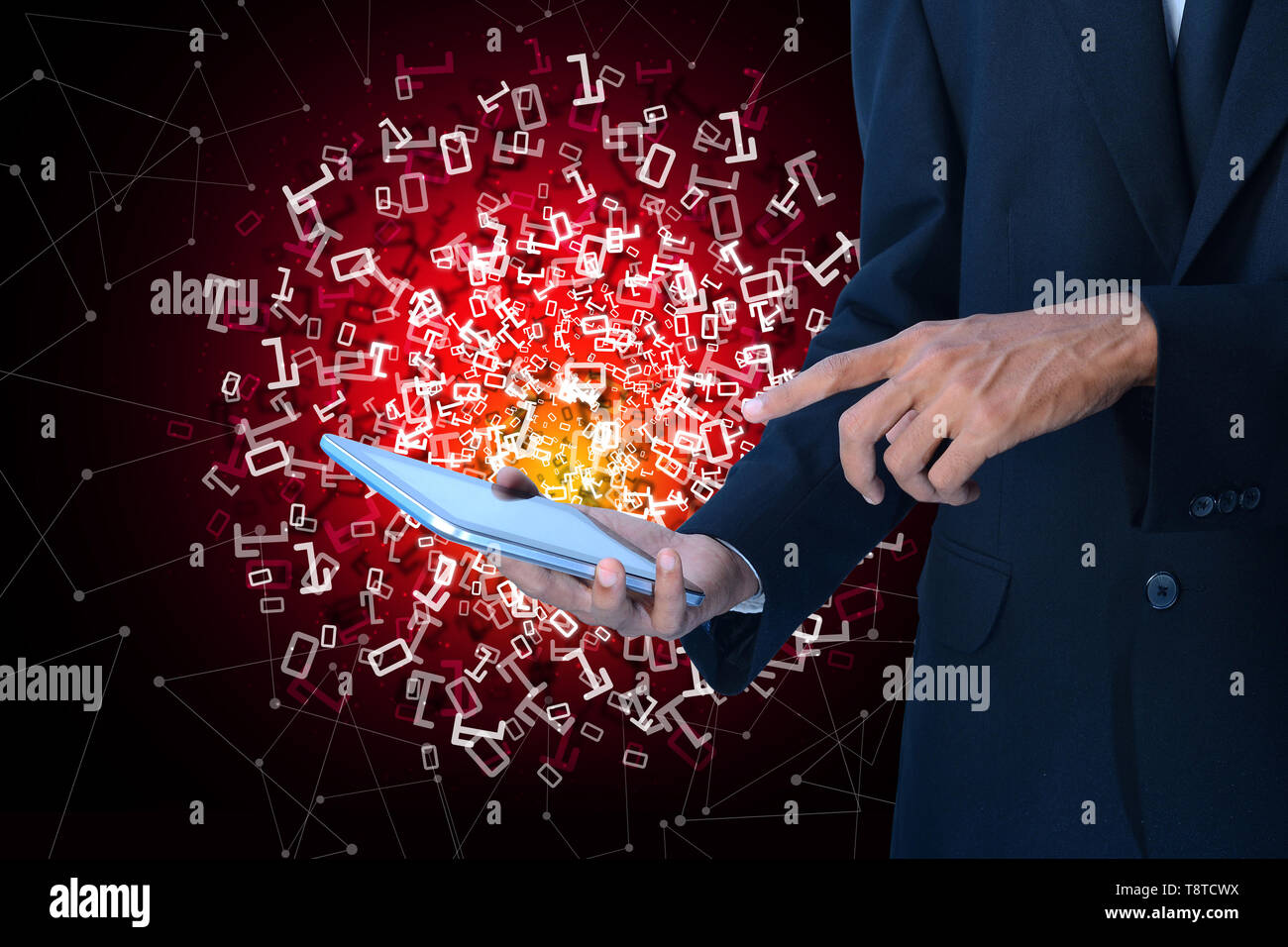 Man showing the binary digits Stock Photo - Alamy