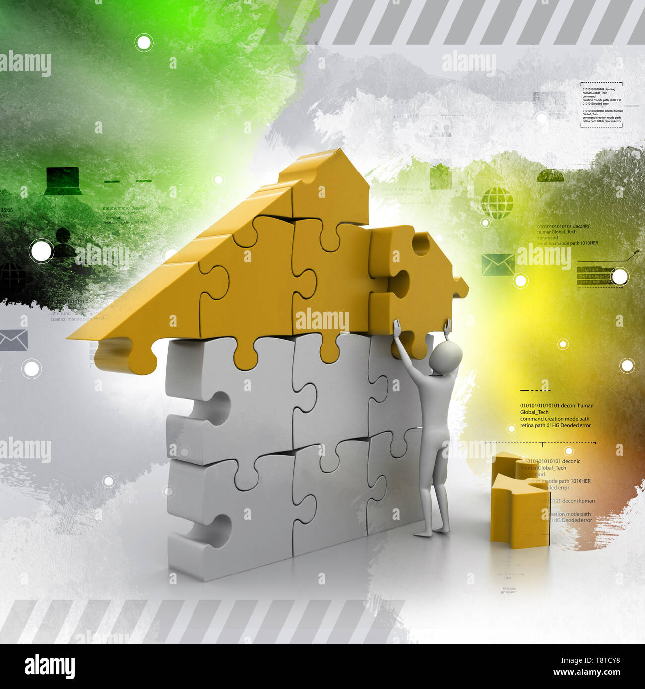 3d man, building the house Stock Photo - Alamy