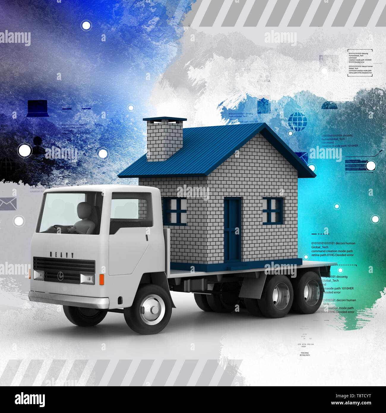 Truck carrying the home Stock Photo - Alamy