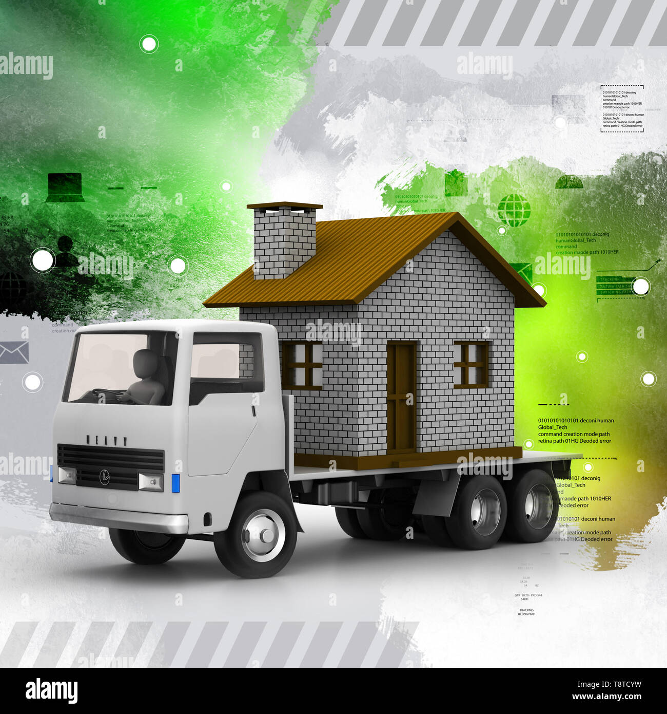 Truck carrying the home Stock Photo - Alamy