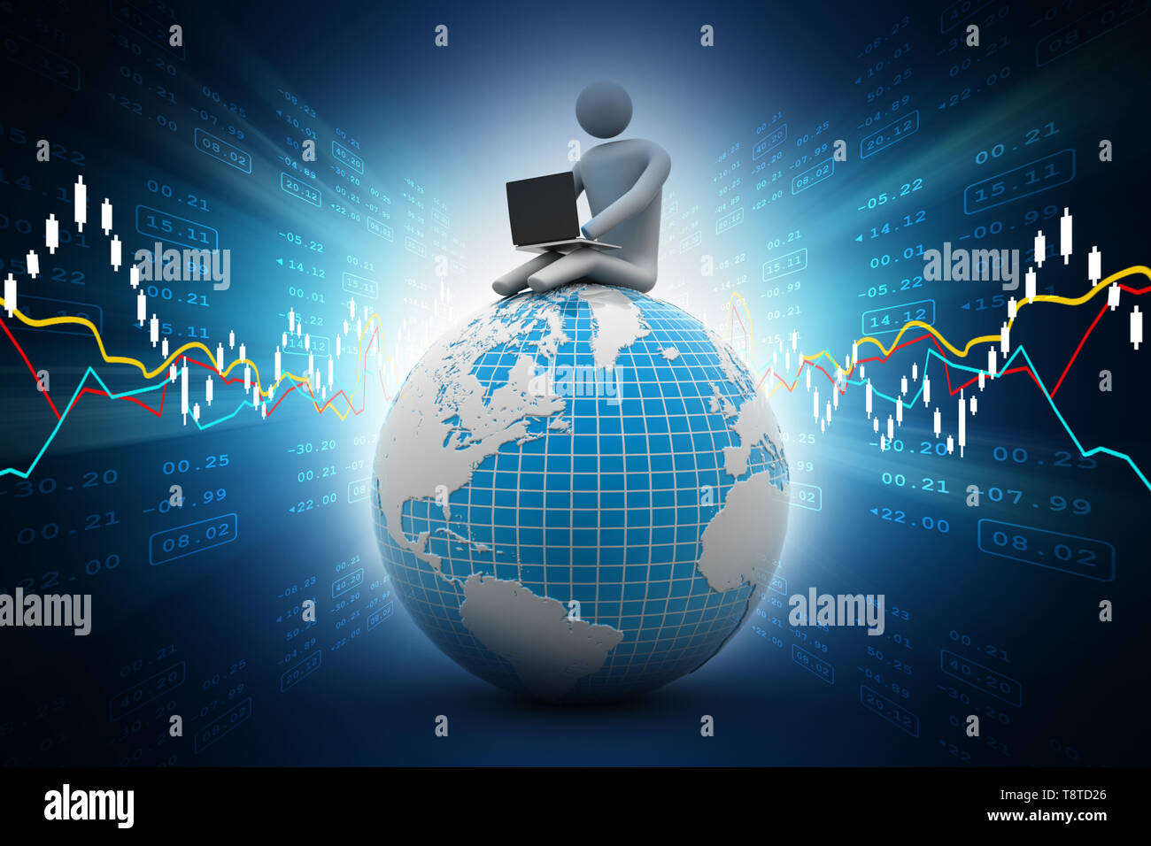 Man sitting on globe art hi-res stock photography and images - Alamy