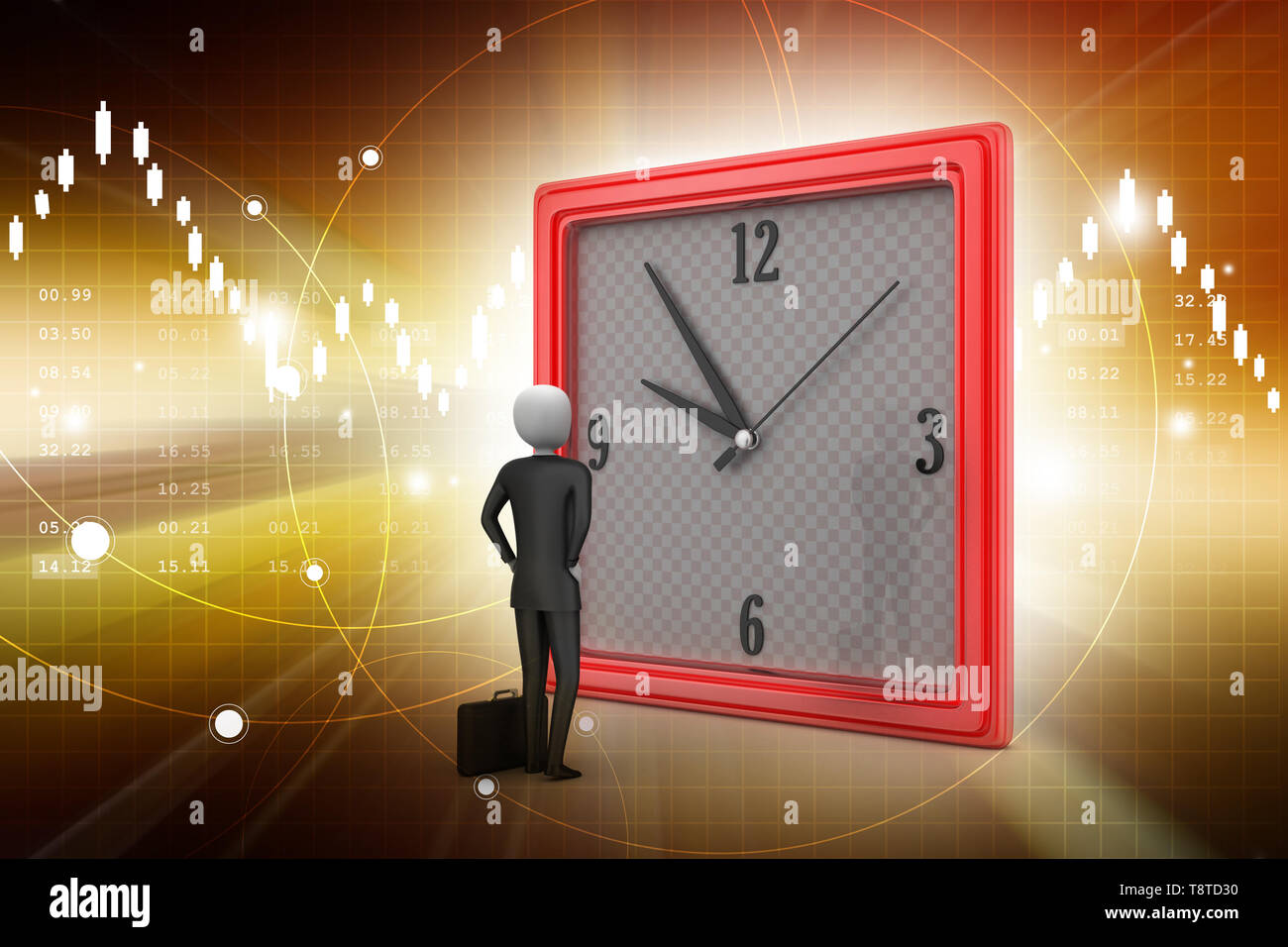 3d man watching the clock Stock Photo - Alamy