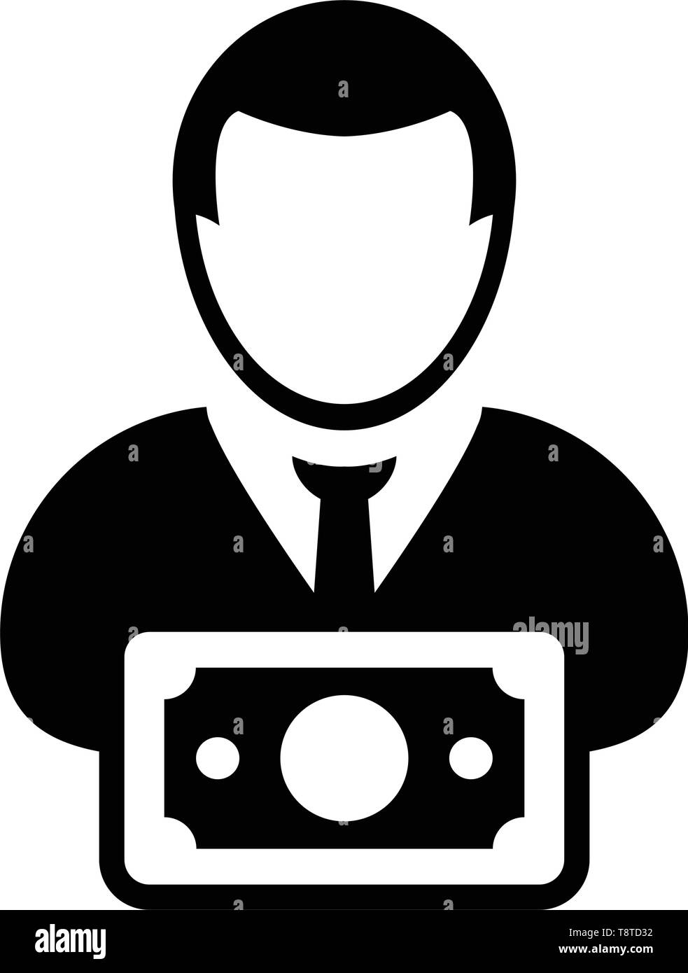 Cash icon vector male user person profile avatar with money symbol in ...
