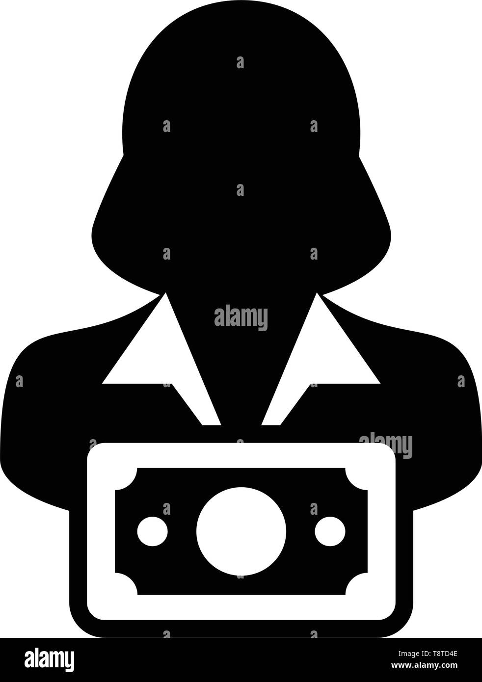 Bank icon vector female user person profile avatar with money symbol in ...