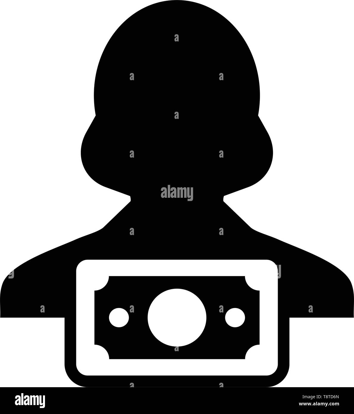 Banking icon vector female user person profile avatar with money symbol ...