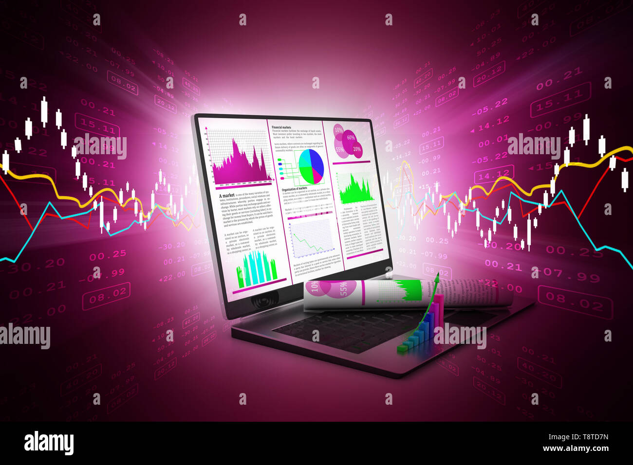 Laptop showing a financial report Stock Photo - Alamy