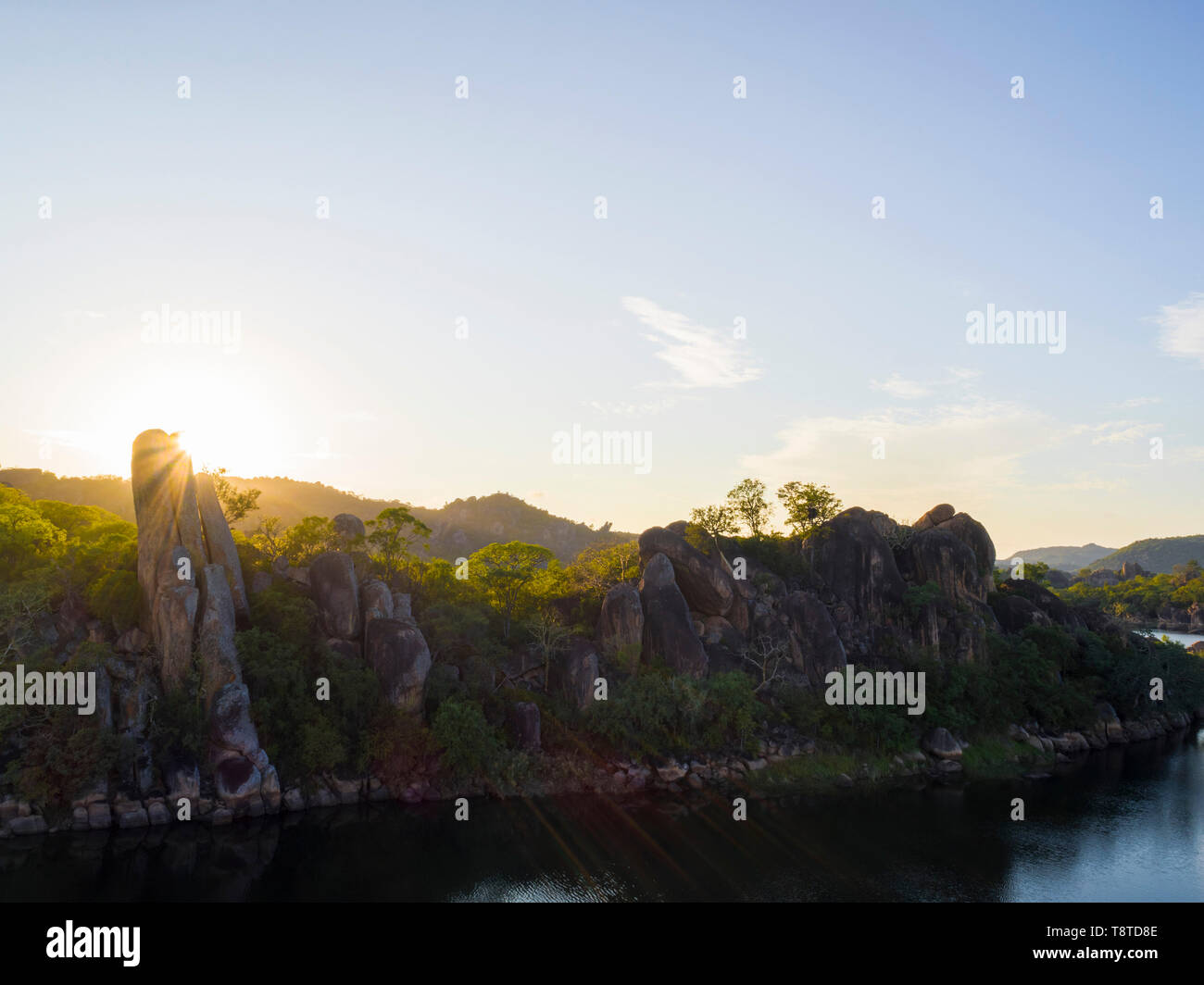 An aerial view of Mutsheleli dam, Matobo National Park, Zimbabwe Stock ...
