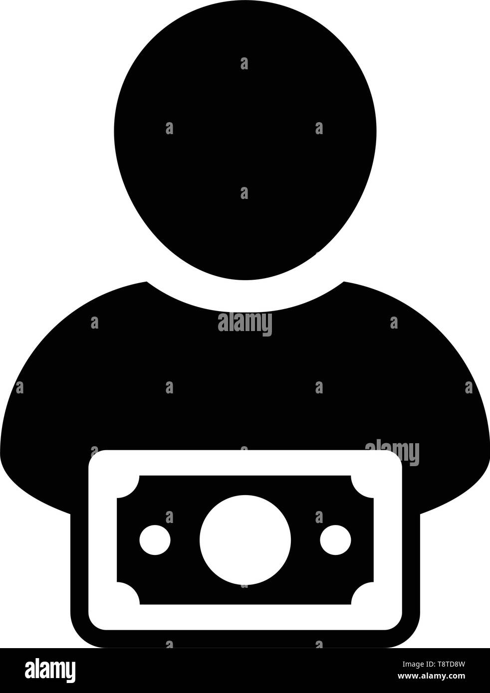 Income icon vector male user person profile avatar with money symbol in ...