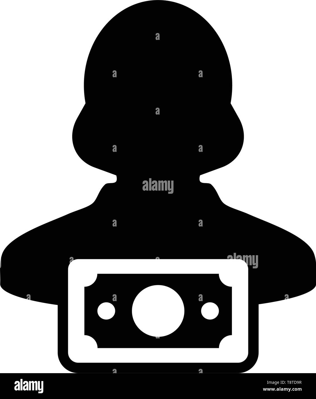 Currency icon vector female user person profile avatar with money ...