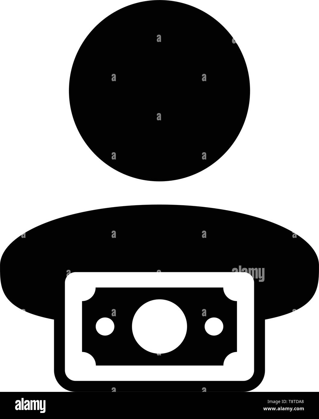 Money icon vector male user person profile avatar with currency symbol ...
