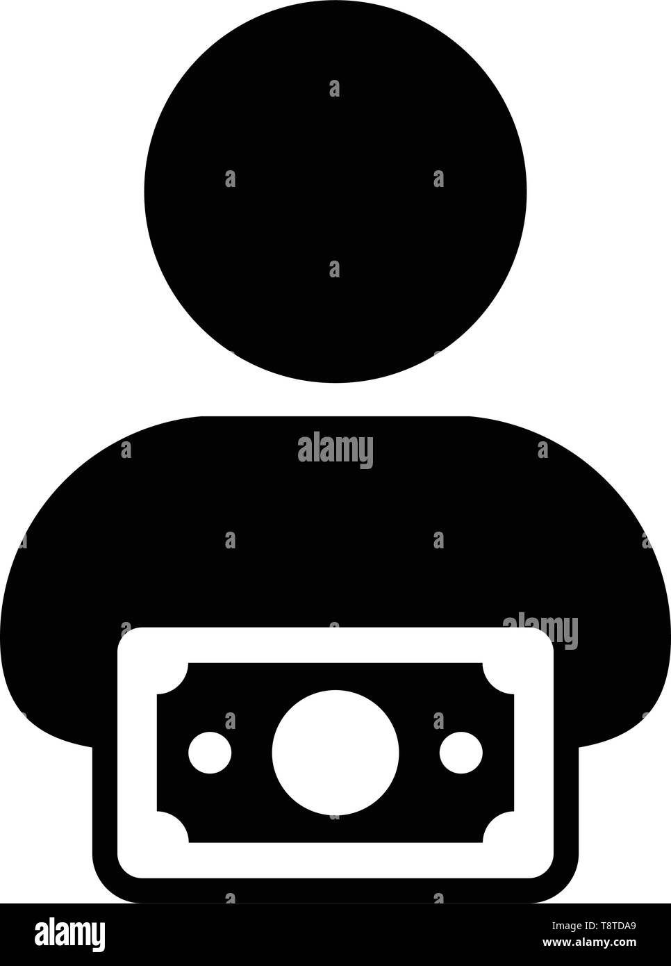 Income icon vector male user person profile avatar with money symbol in ...