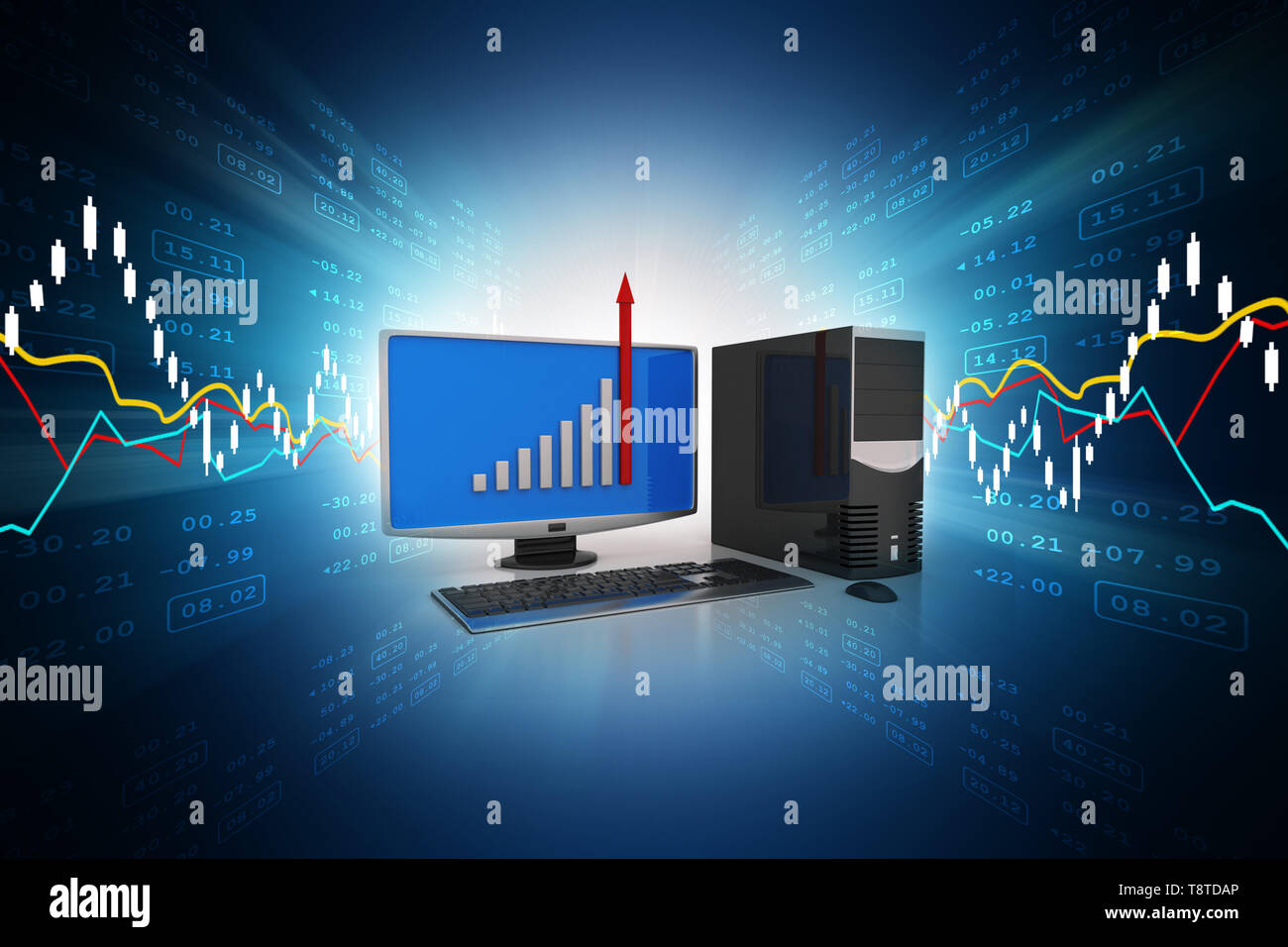 Computer showing a finance graph Stock Photo - Alamy