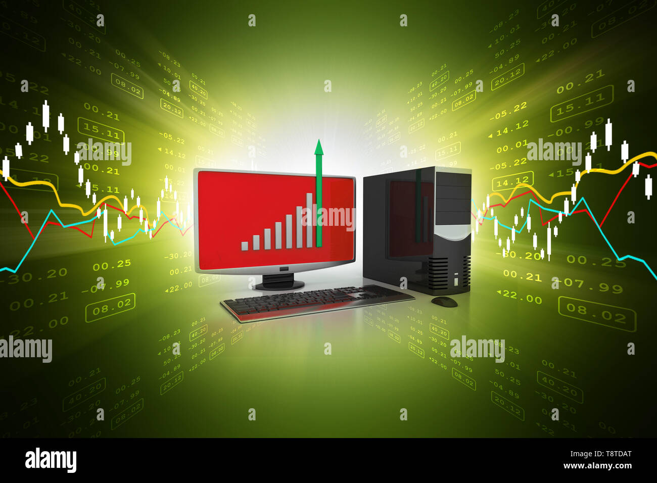Computer showing a finance graph Stock Photo - Alamy
