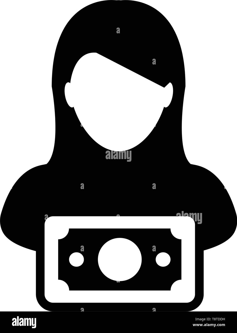 Investment icon vector female user person profile avatar with money ...
