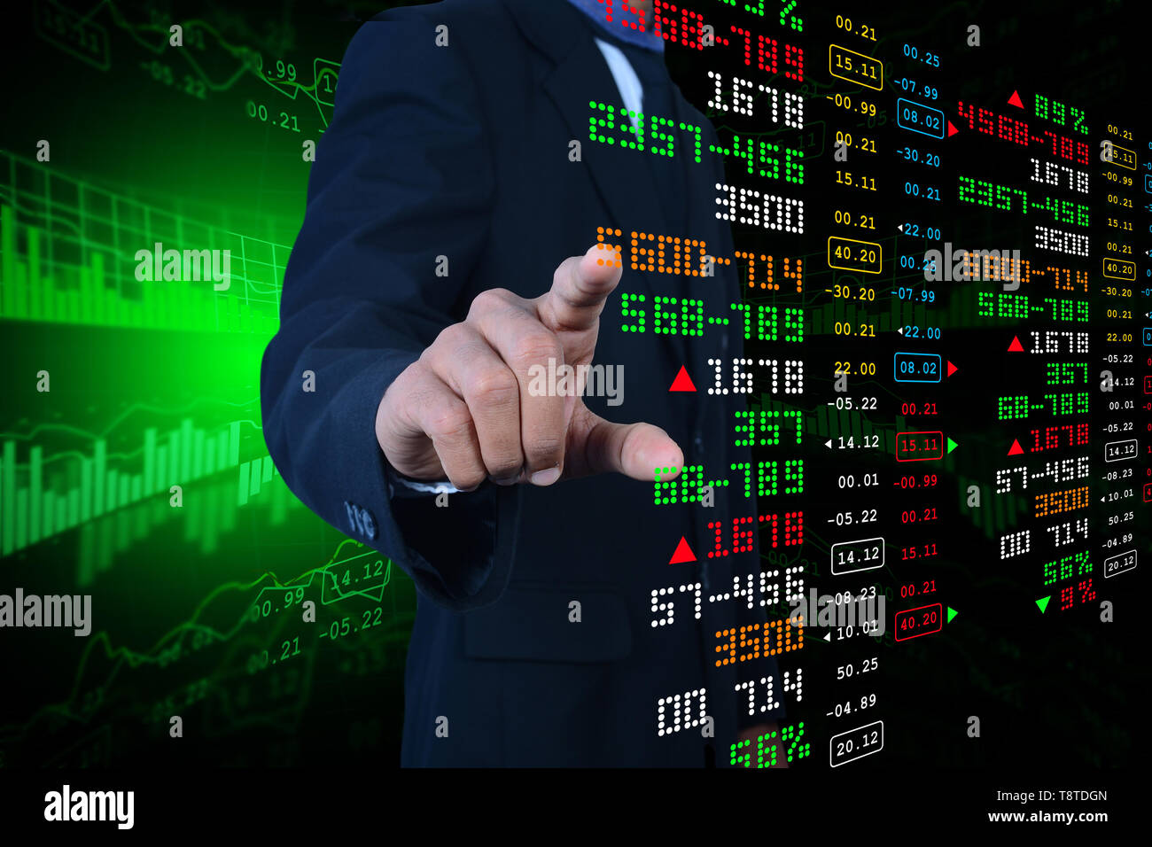 Business man showing the stock chart Stock Photo - Alamy