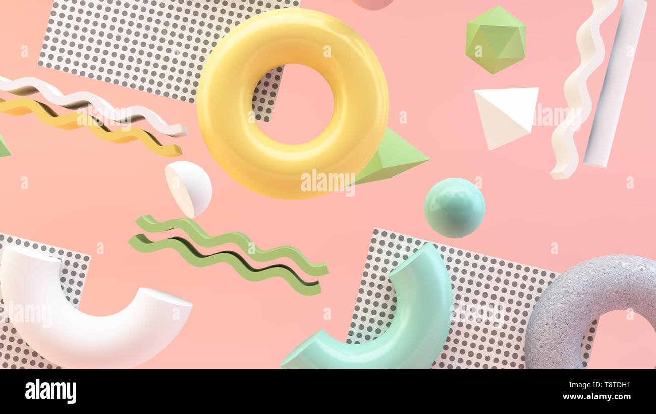retro geometric background 3d rendering Stock Photo - Alamy