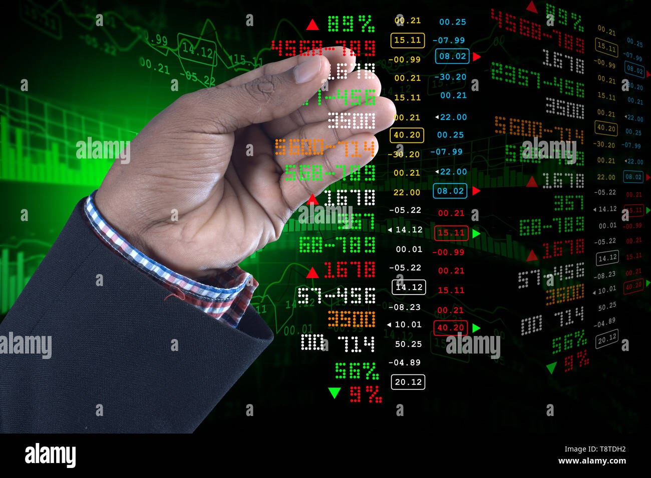 Business man showing the stock chart Stock Photo - Alamy