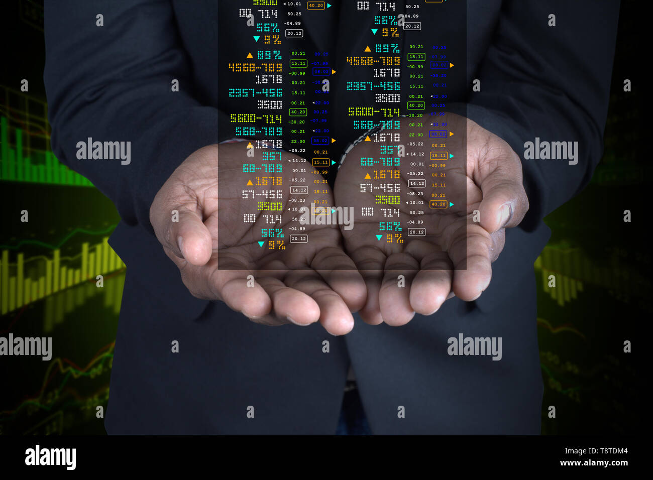 Business man showing the stock chart Stock Photo - Alamy