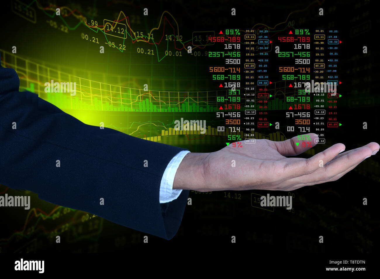 Business man showing the stock chart Stock Photo - Alamy